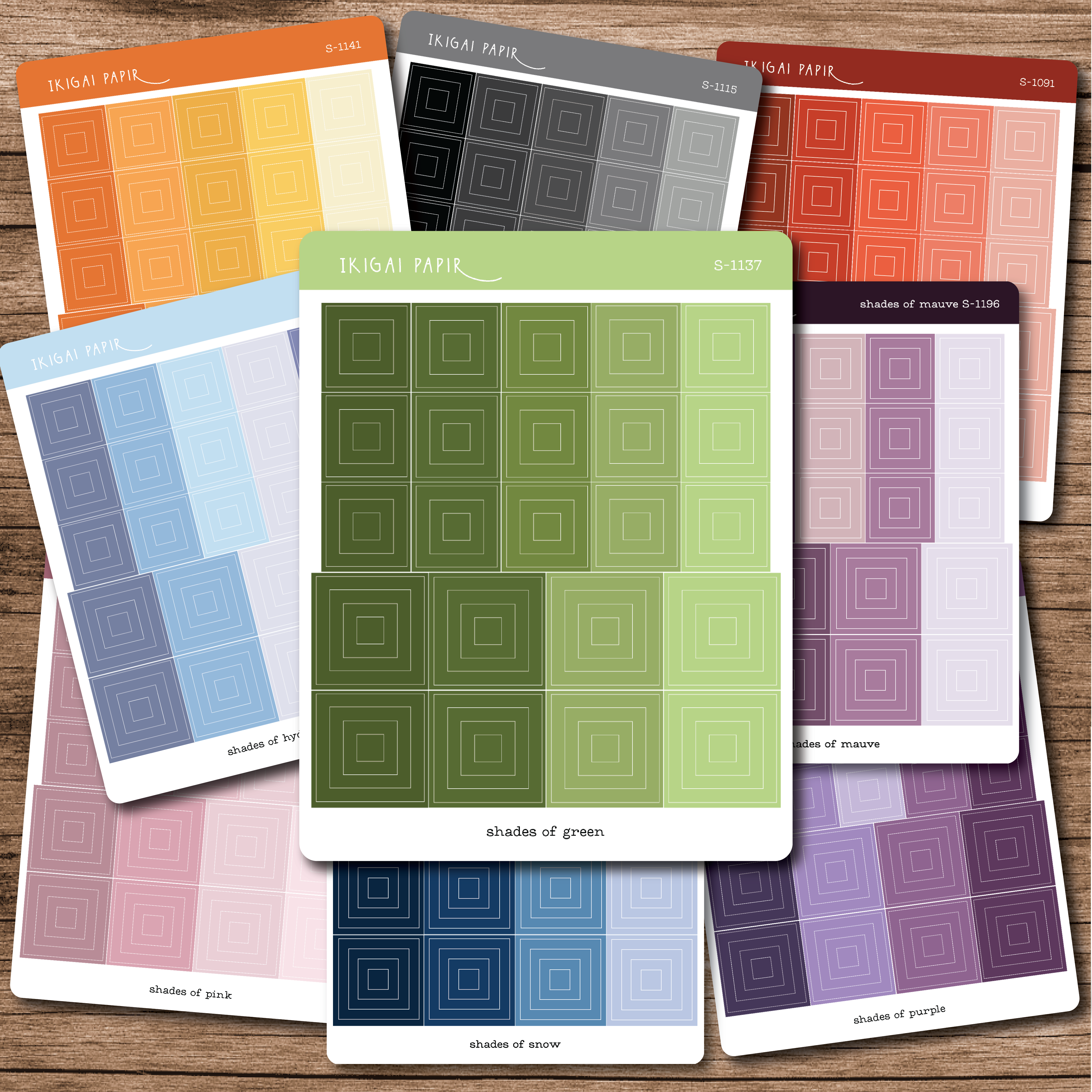 Shades of Color Squares Sticker Sheet – ikigaipapir